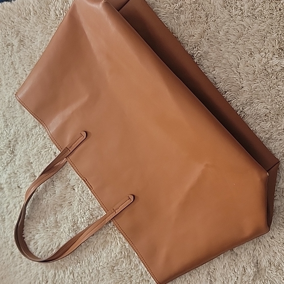 GAP | Bags | Gap Faux Leather Cognac Work Tote Carry All Weekender ...